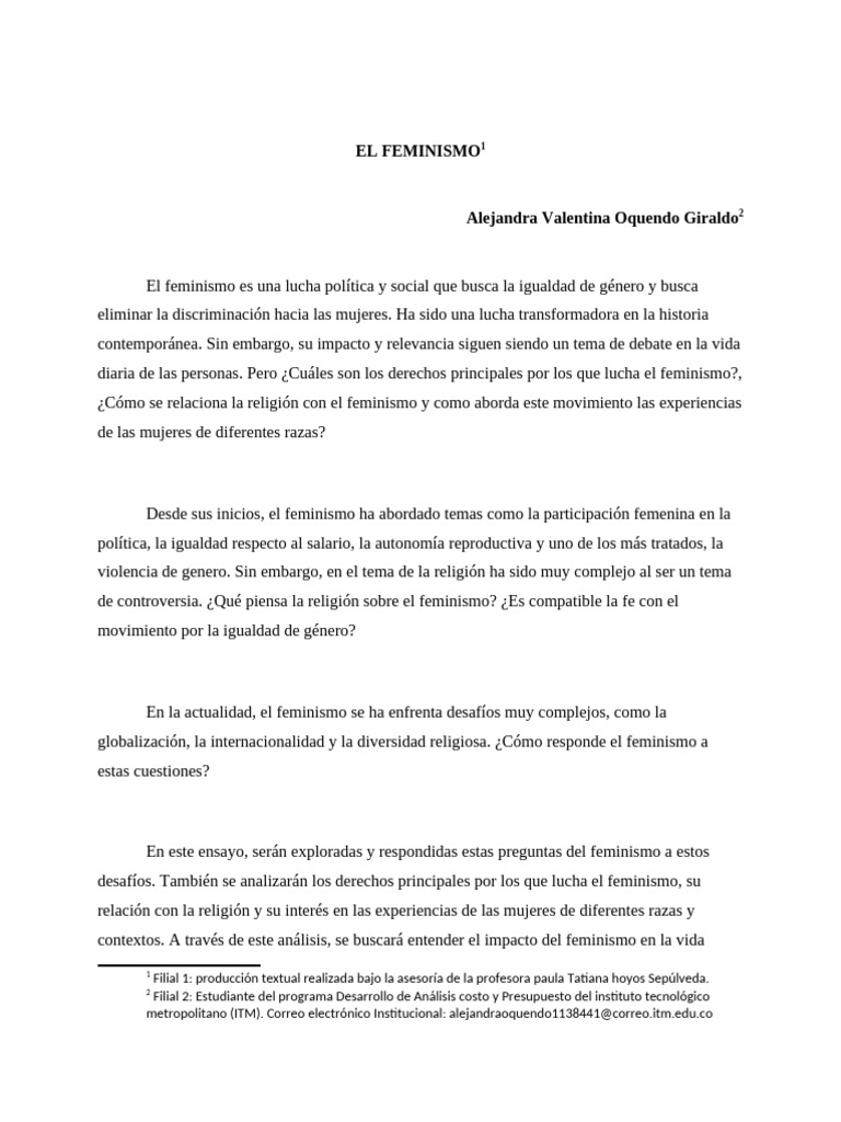Alejandra Valentina Oquendo Giraldo 10 | PDF | Estudios de género | Feminismo
