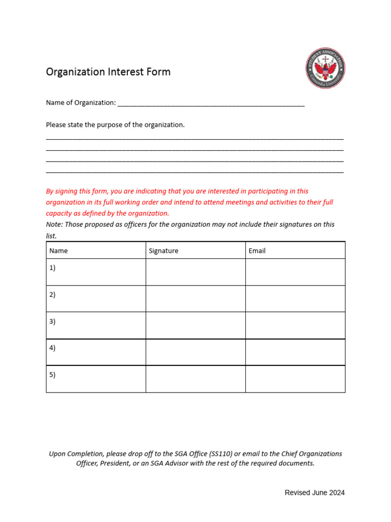 Organization Interest Form | PDF