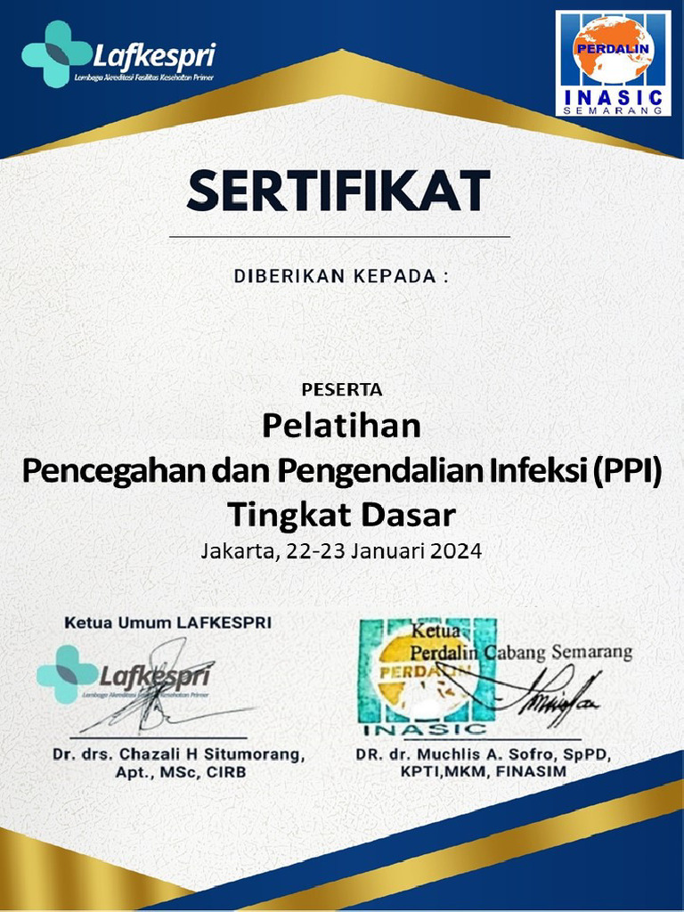 Sertifikat Pelatihan PPI Dasar | PDF