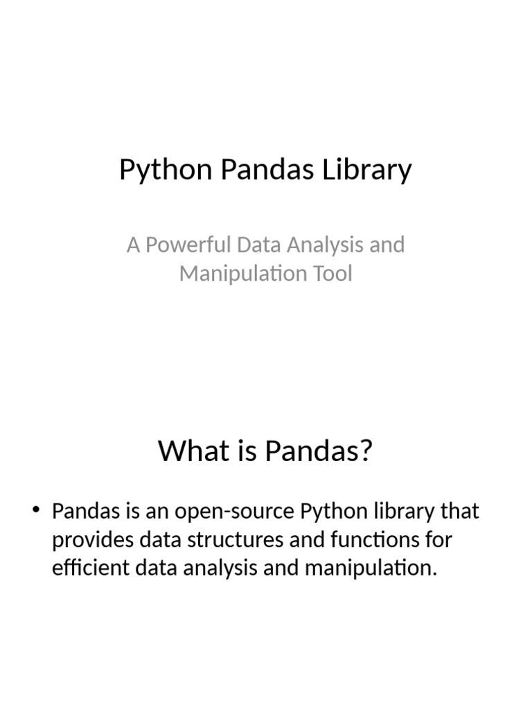 Pandas_Presentation | PDF