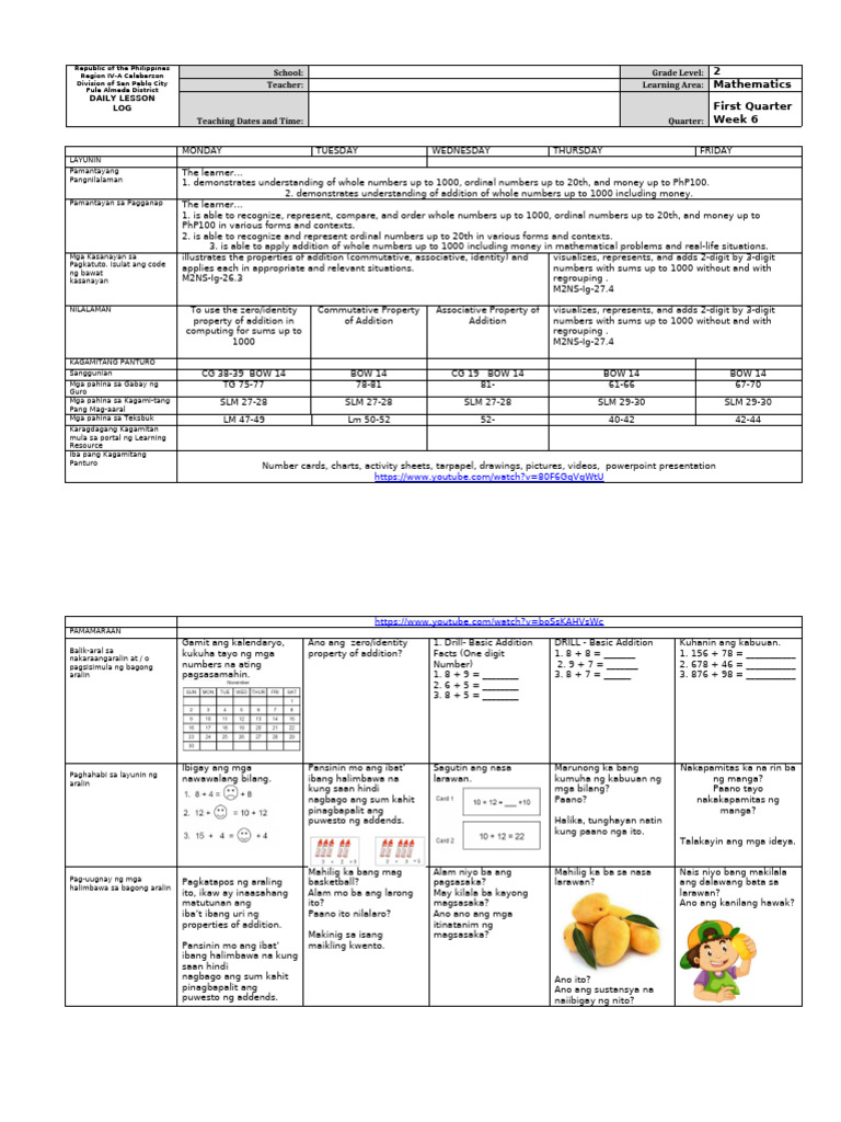 1st QUarter- Math- Week 6 | PDF