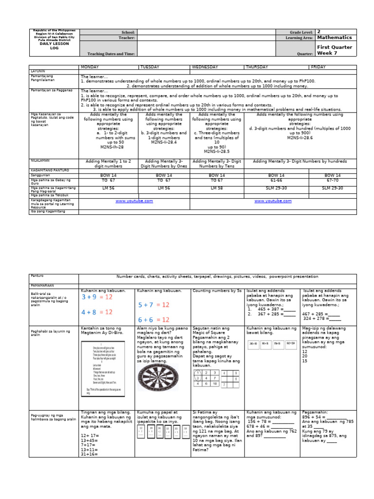 1st QUarter-Math-Week-7 | PDF