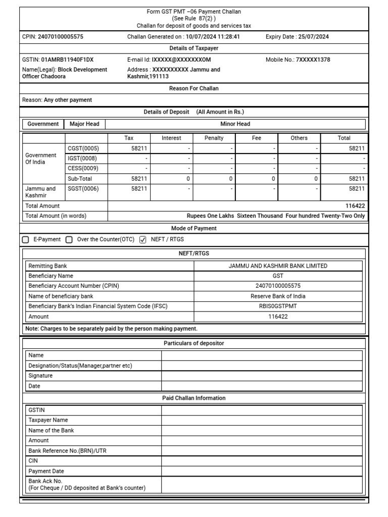 GST-CHALLAN (2) | PDF | Banking | Payments