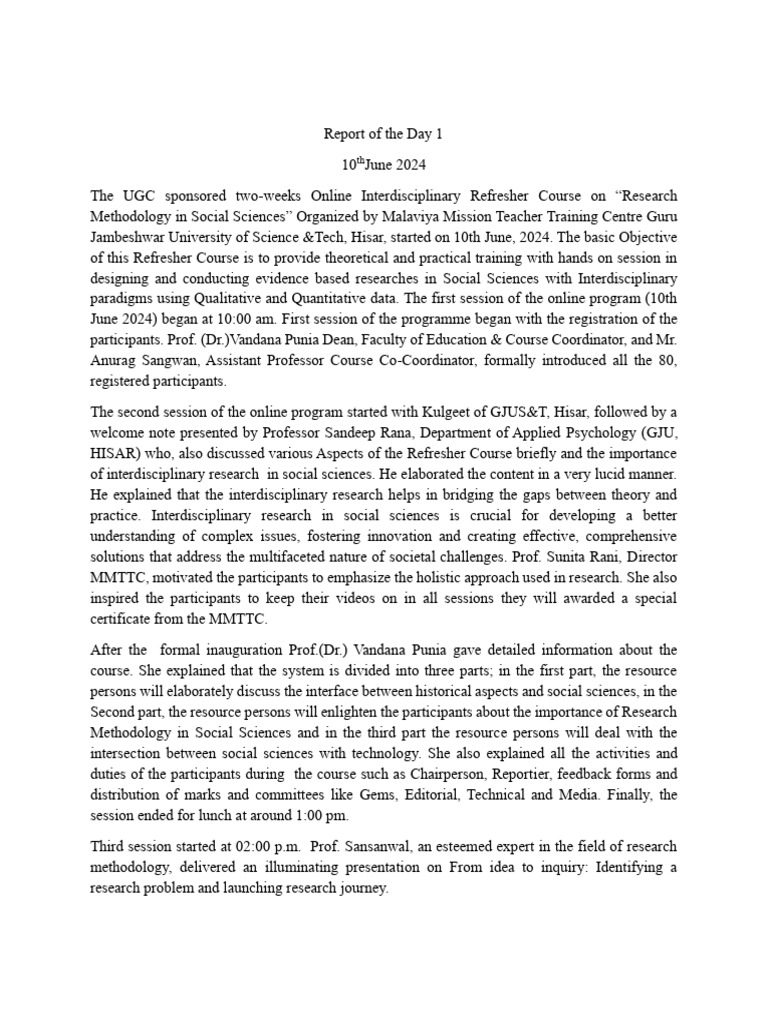 report refresher course-1 (1) | PDF | Social Sciences | Science