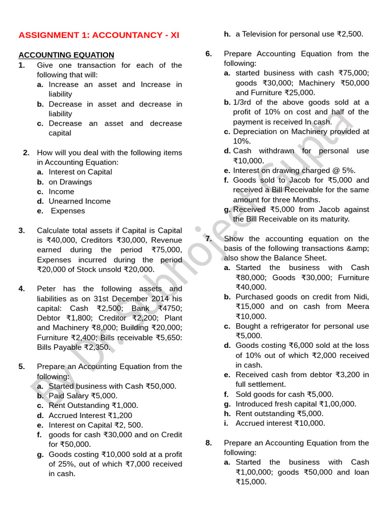 Acc Assignment 1 Xi | PDF | Debits And Credits | Financial Services