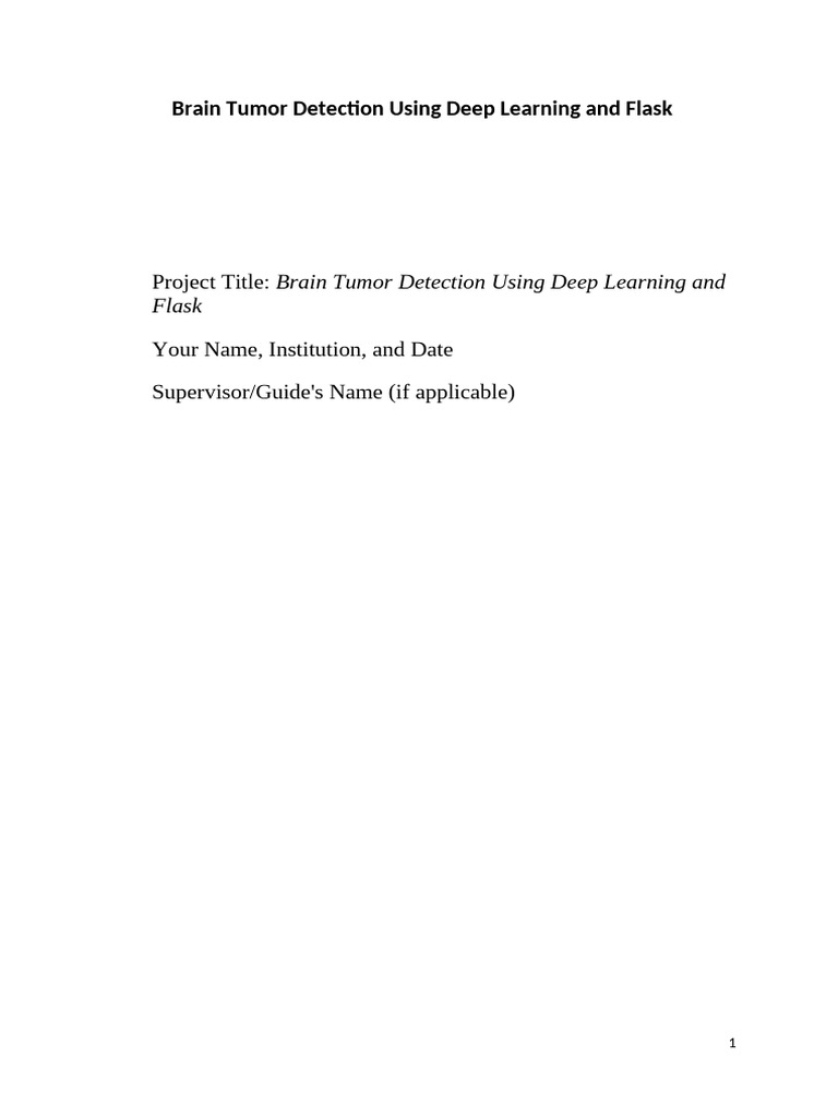 Brain Tumor Detection Using Deep Learning and Flask | PDF | Deep ...