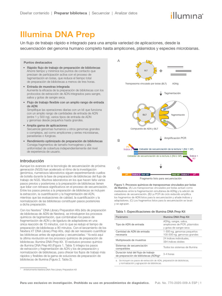 Illumina DNA Prep: Flujo de Trabajo Eficiente | PDF | Secuencia ADN | Adn