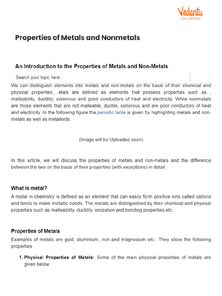 Properties of Metals and Nonmetals | PDF