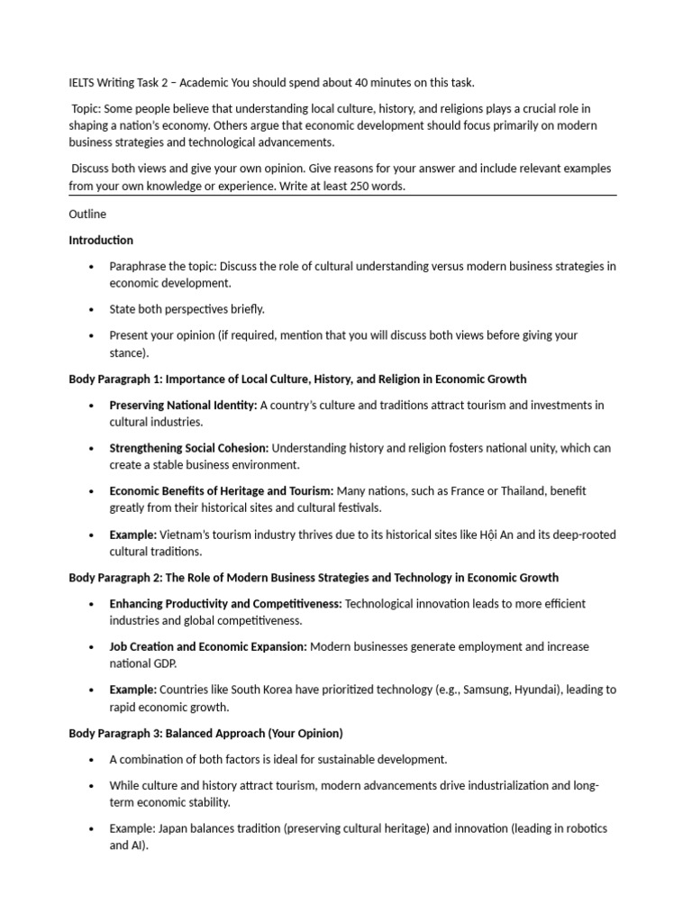 Ielts Writing Task 2 Culture And Economy Pdf Economic Growth