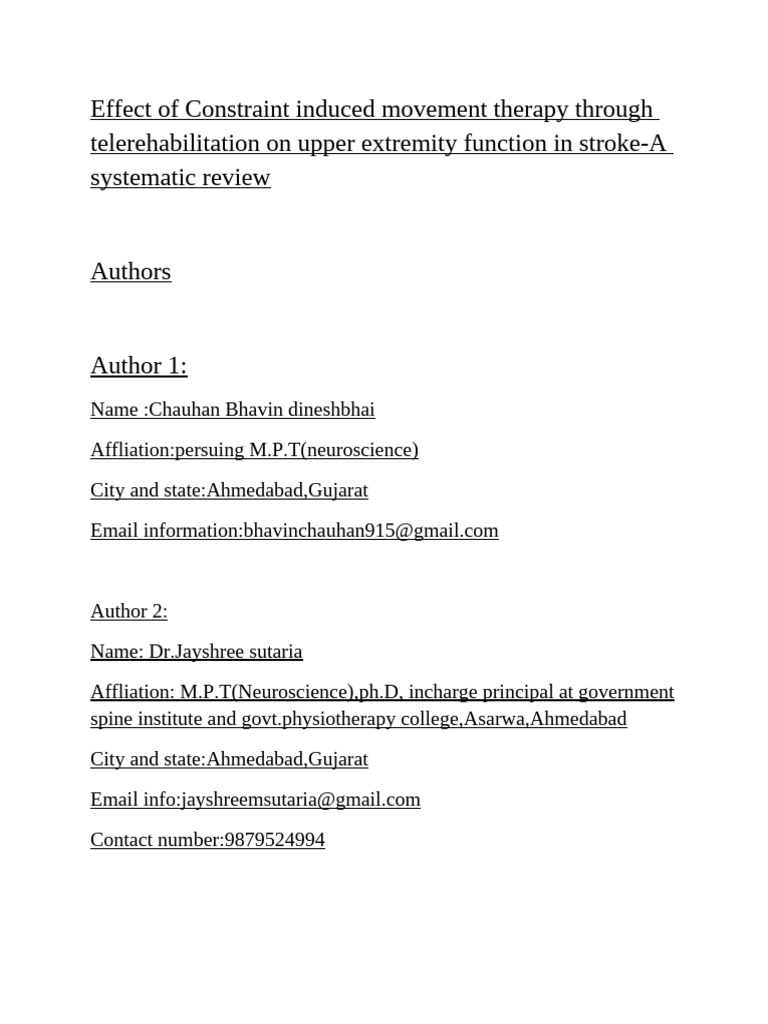 Cimt Telerehab Stroke | PDF | Stroke | Systematic Review