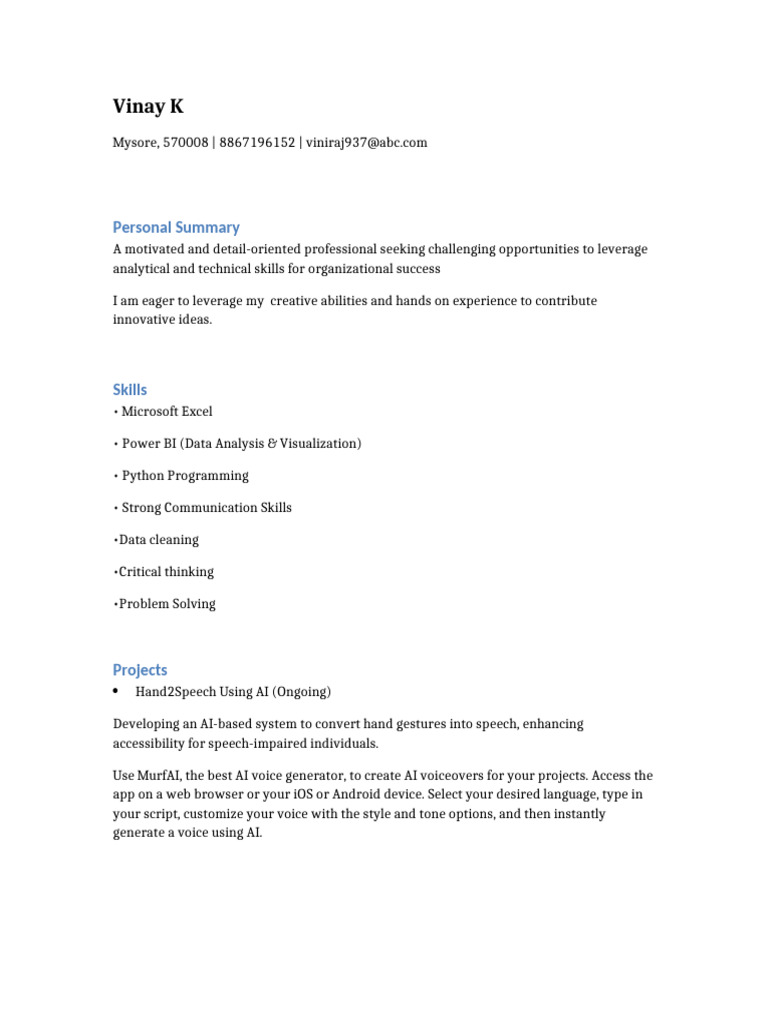 Aspiring Data Analyst Profile | PDF