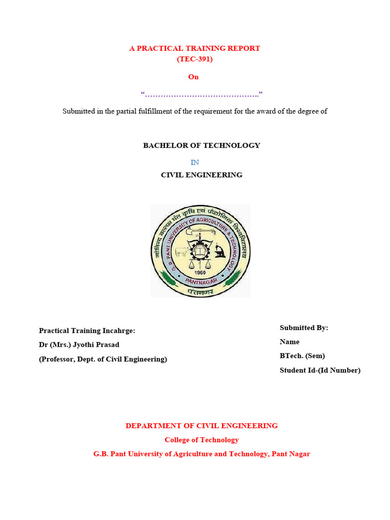 Instructions For Practical Training Report Tce 391 | PDF