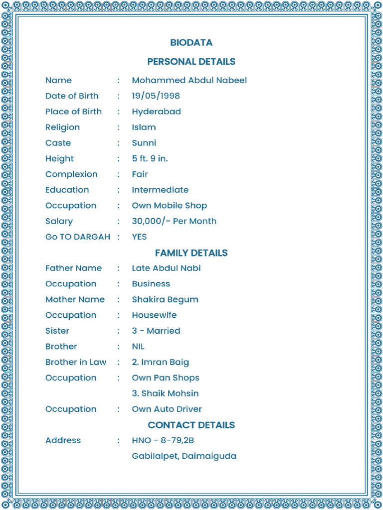 Nabeel Biodata | PDF