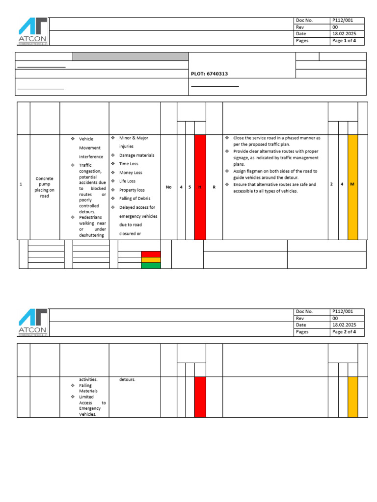 2d. Risk Assessment - Road closure for Swimming pool areas concrete ...