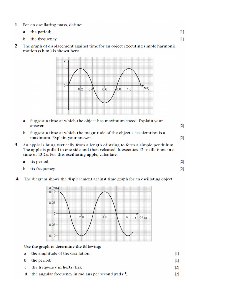 Oscillations Worksheet | PDF