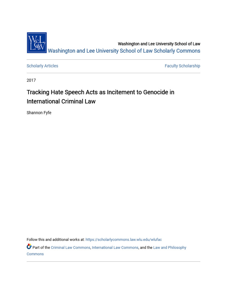 Tracking Hate Speech Acts As Incitement To Genocide in Internatio | PDF ...