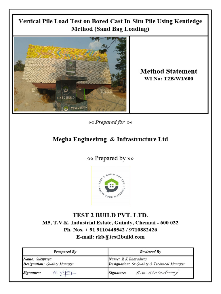 Vertical Load Test on Bored Piles | PDF | Deep Foundation | Concrete