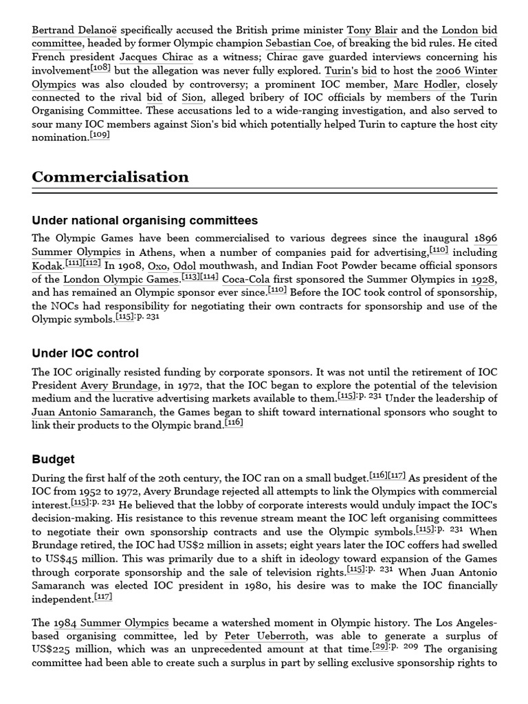 Olympic Bid Controversies and Commercialization | PDF | Olympic Games ...