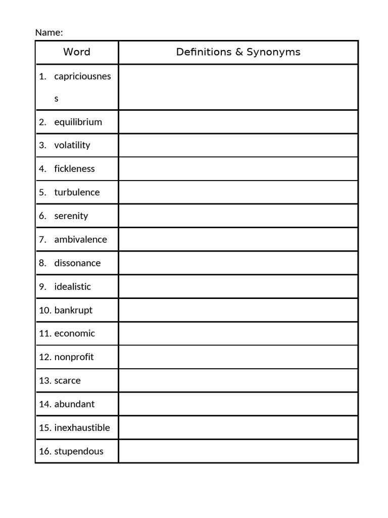 SAT - Vocabulary List G10 Unit 1 | PDF