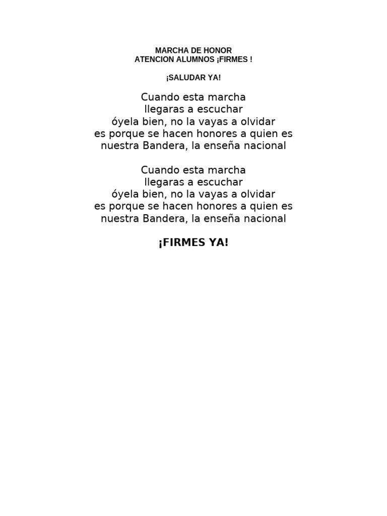 Letra de la Marcha de Honor | PDF