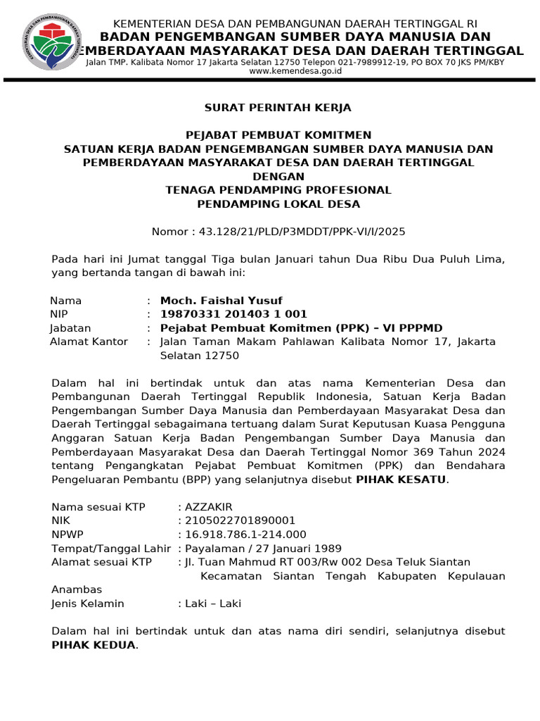 Master File - SPK - PLD - SURAT - PERJANJIAN - KERJA - TPP - 2025 ...