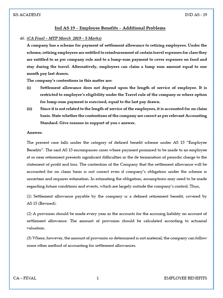 Ind AS 19: Employee Benefits Explained | PDF | Employment | Employee ...
