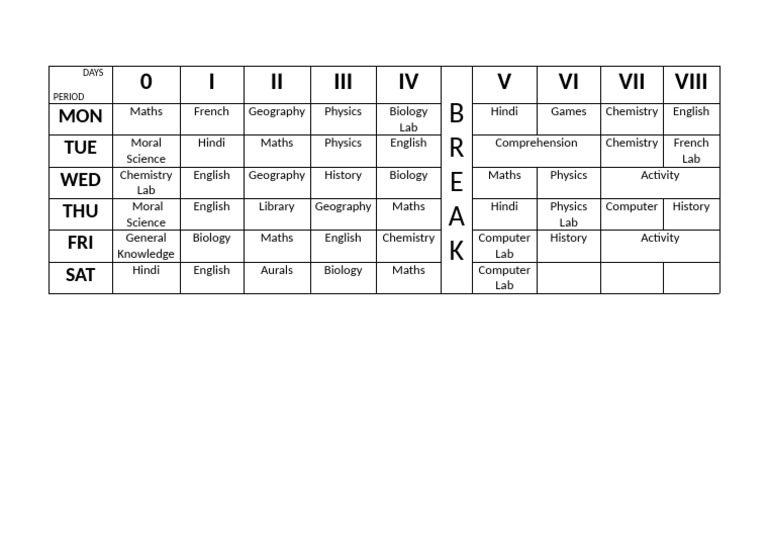 Time Table VIII E | PDF