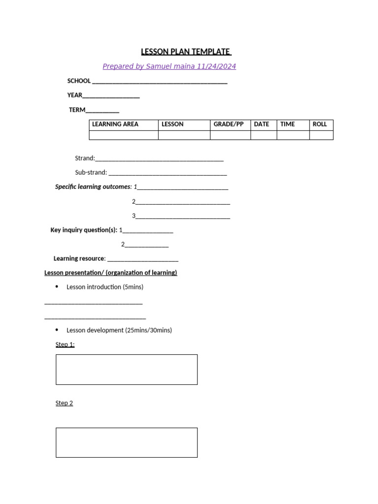 Elementary Lesson Plan Template | PDF