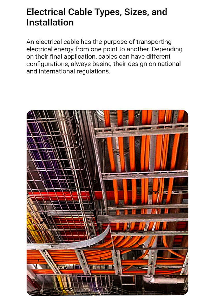 Electrical Cables Types Size and Installation 1736229725 | PDF
