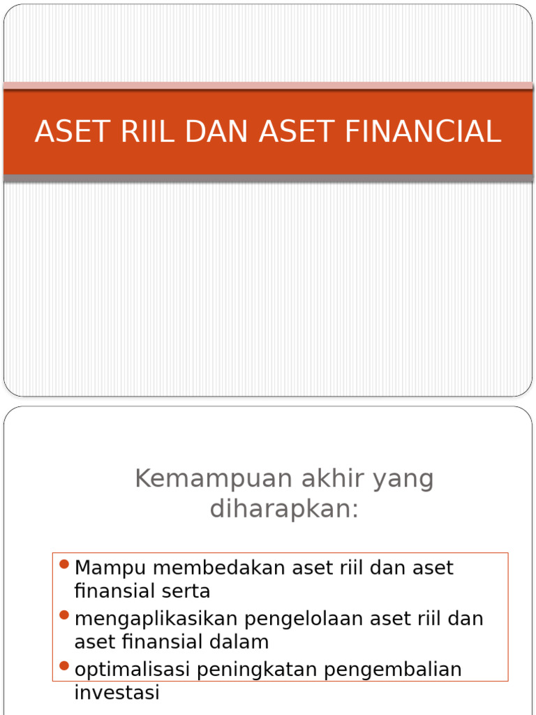 Perbedaan Aset Riil dan Aset Finansial | PDF