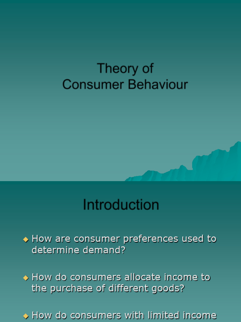 Theory of Consumer Behavior in Managerial Economics | PDF | Utility ...