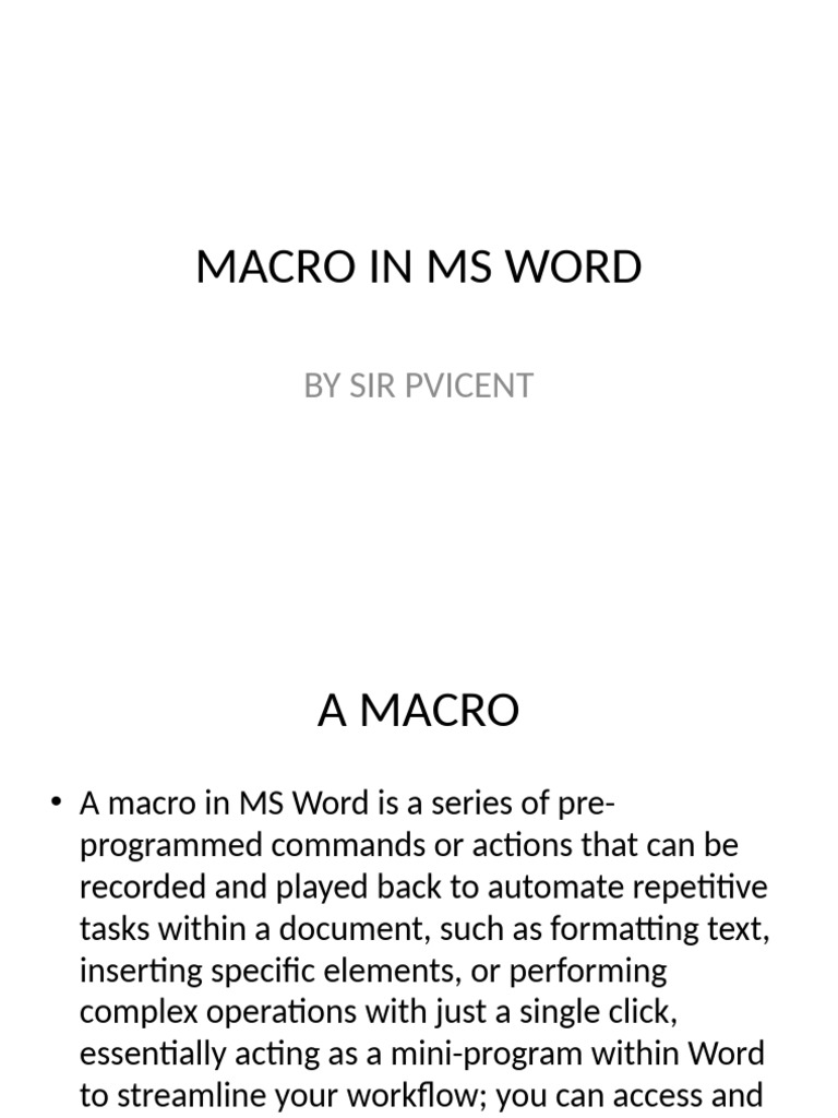 Macro in MS Word | PDF