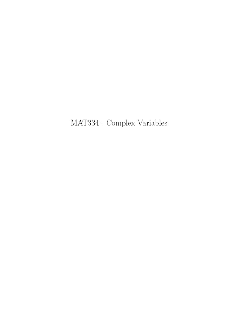 MAT334: Introduction to Complex Variables | PDF | Mathematical Concepts ...
