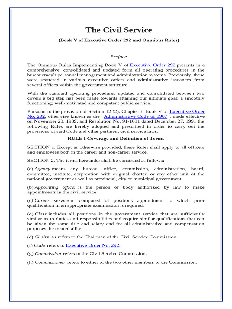 EO 292 Omnibus Rules | PDF | Employment | Parental Leave