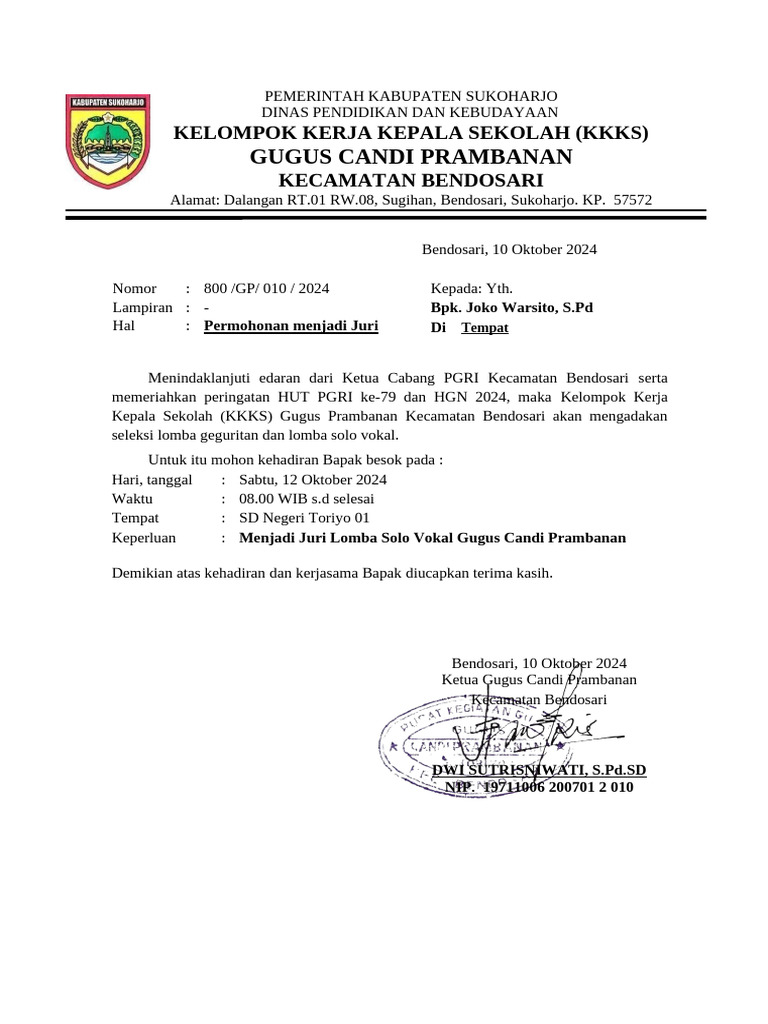 Contoh Undangan Juri Lomba | PDF