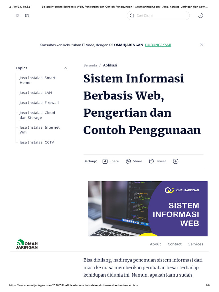 Sistem Informasi Berbasis Web, Pengertian Dan Contoh Penggunaan | PDF