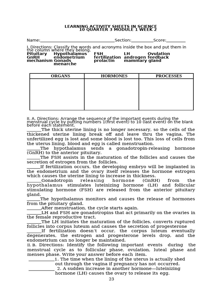 Learning Activity Sheets in Science 10 Quarter 3 Module 1 Week 2 | PDF ...