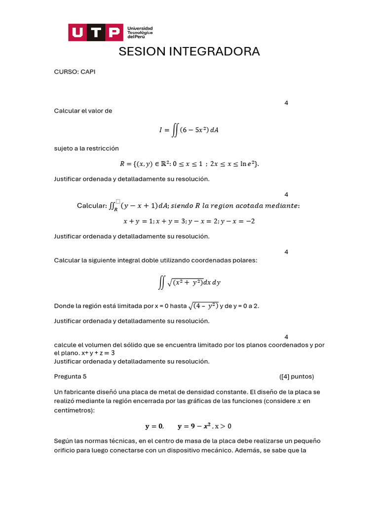 Sesion Itegradora Capi Parcial | PDF