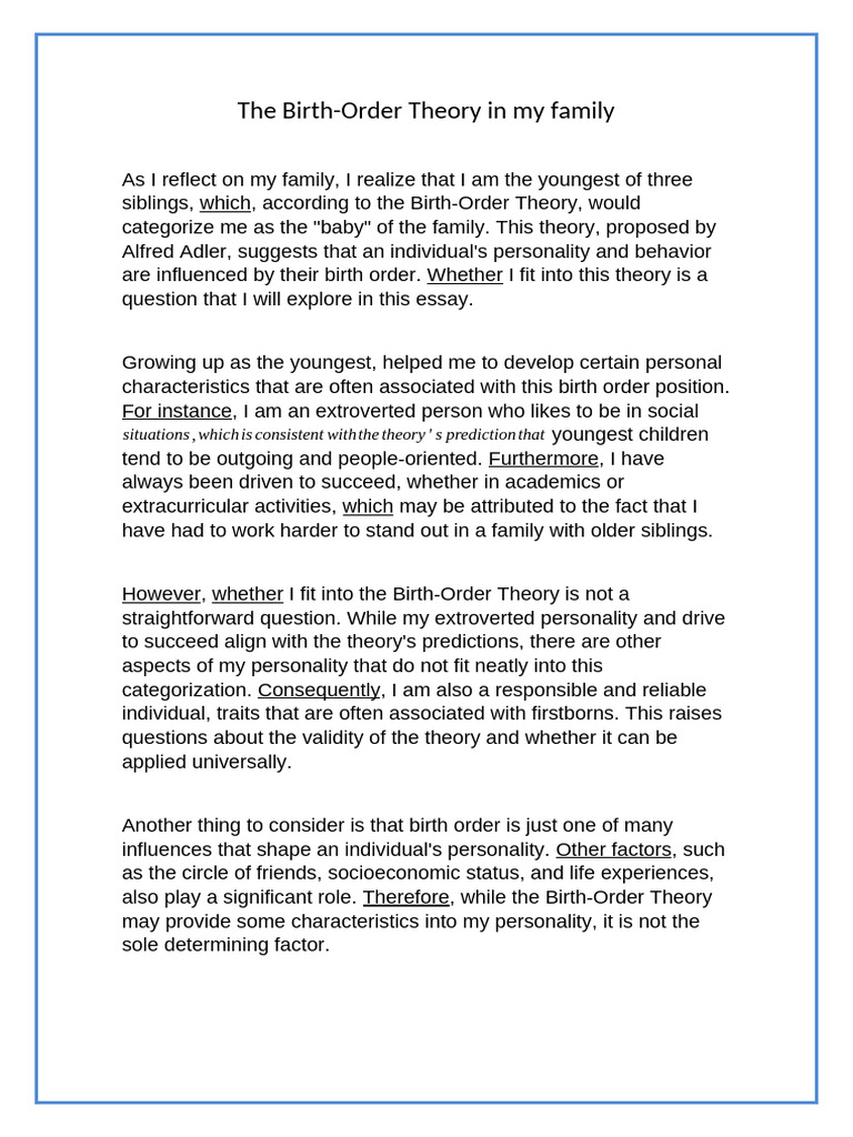 Analyzing Birth Order's Impact on Personality | PDF