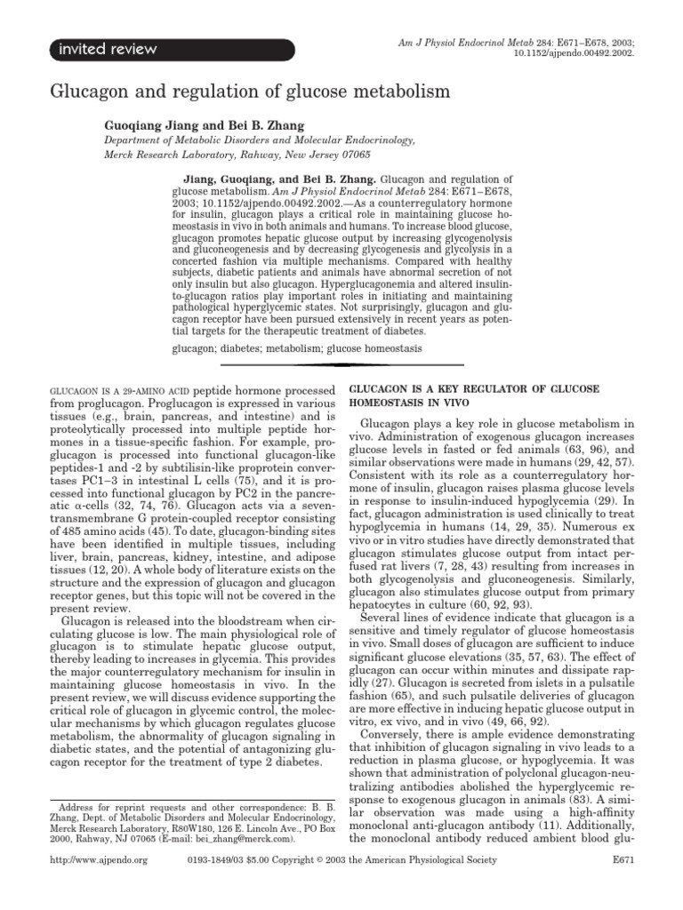Glucagon and Regulation of Glucose Metabolism | PDF | Kinase | Glycogen