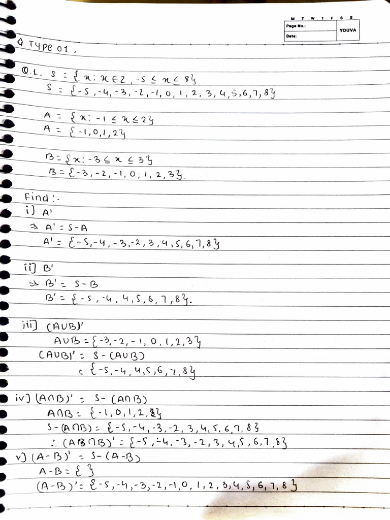 Class 11 Set Theory Questions | PDF