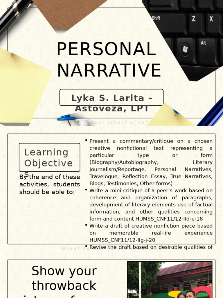 Personal Narrative Writing Guide | PDF | Journalism | Creative Nonfiction
