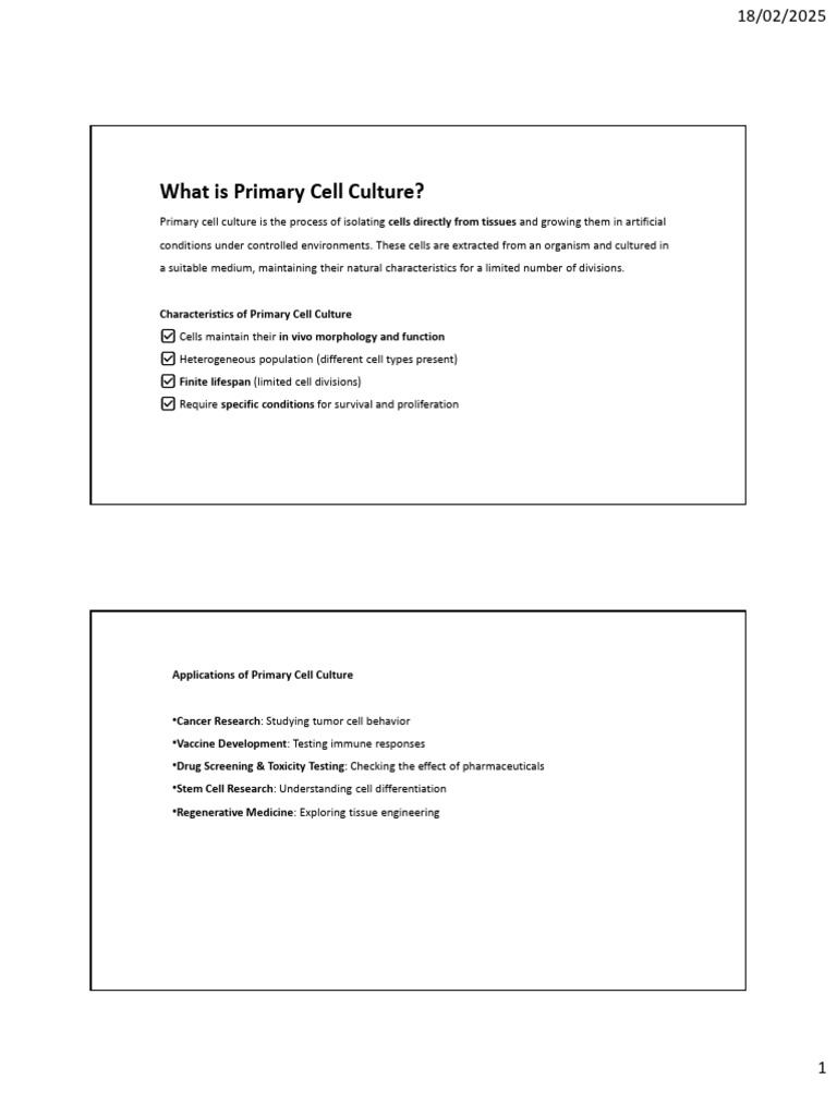 Overview of Primary Cell Culture Techniques | PDF | Cell Culture ...