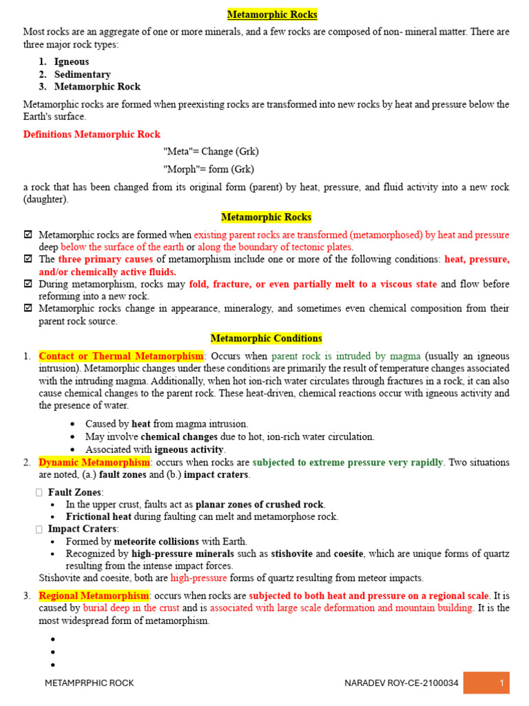 C-5 Metamorphic Rocks | PDF | Rock (Geology) | Slate