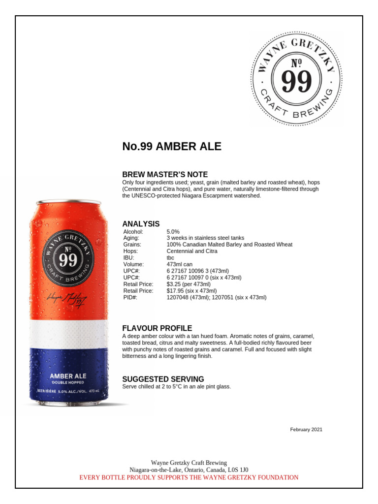 No.99 Amber Ale: Brewmaster's Notes | PDF