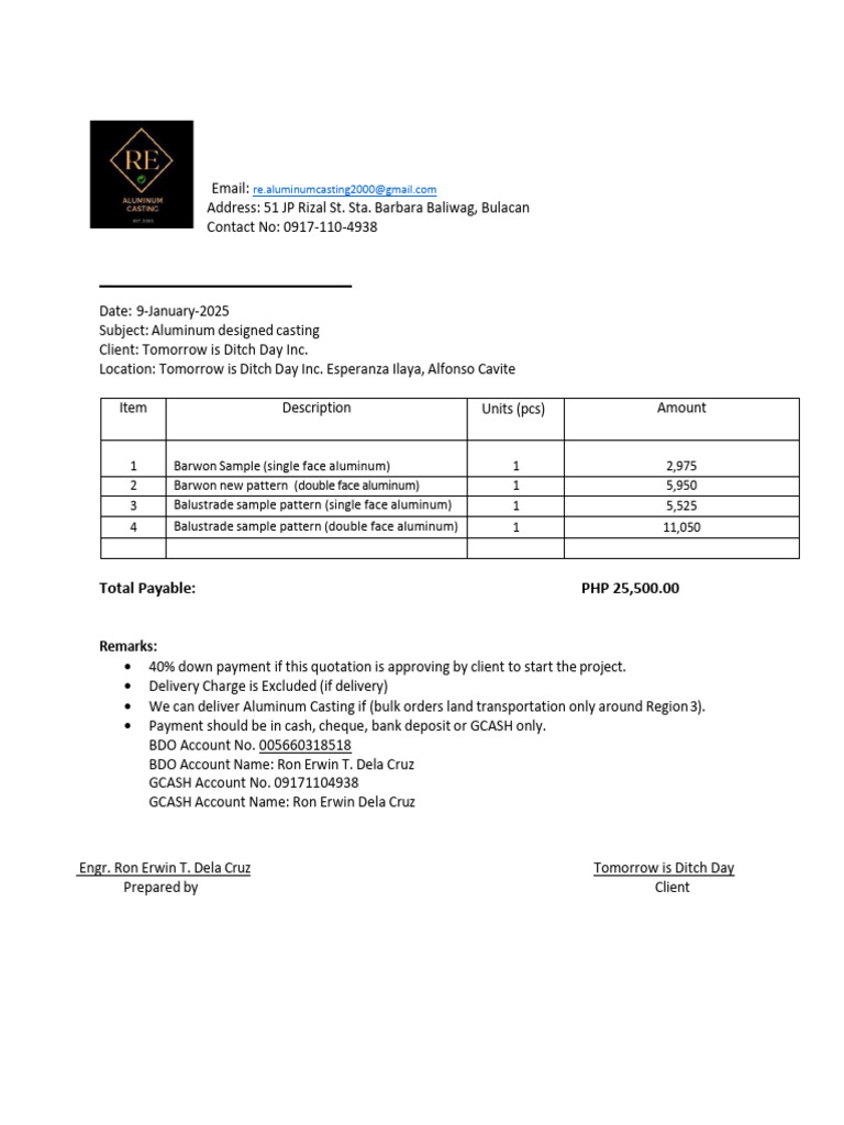 Quotation For TIDD-01 Patterns | PDF