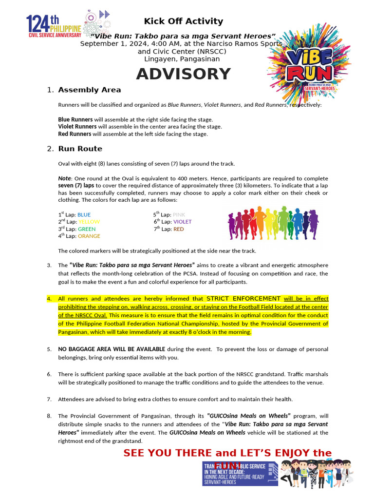 Vibe Run Advisory - Pangasinan Runners | PDF