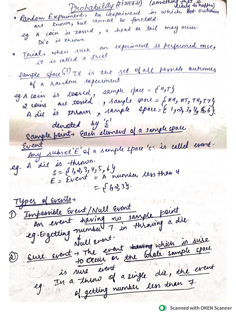 Probability Class 11 | PDF