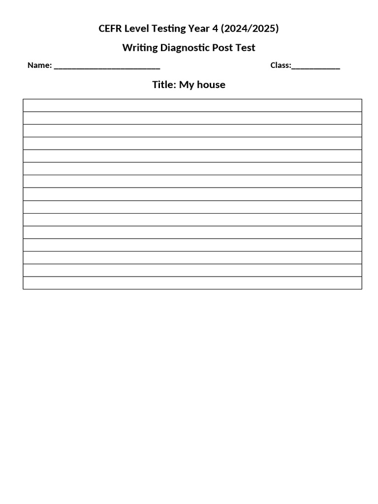 CEFR Level Testing Year 4 | PDF