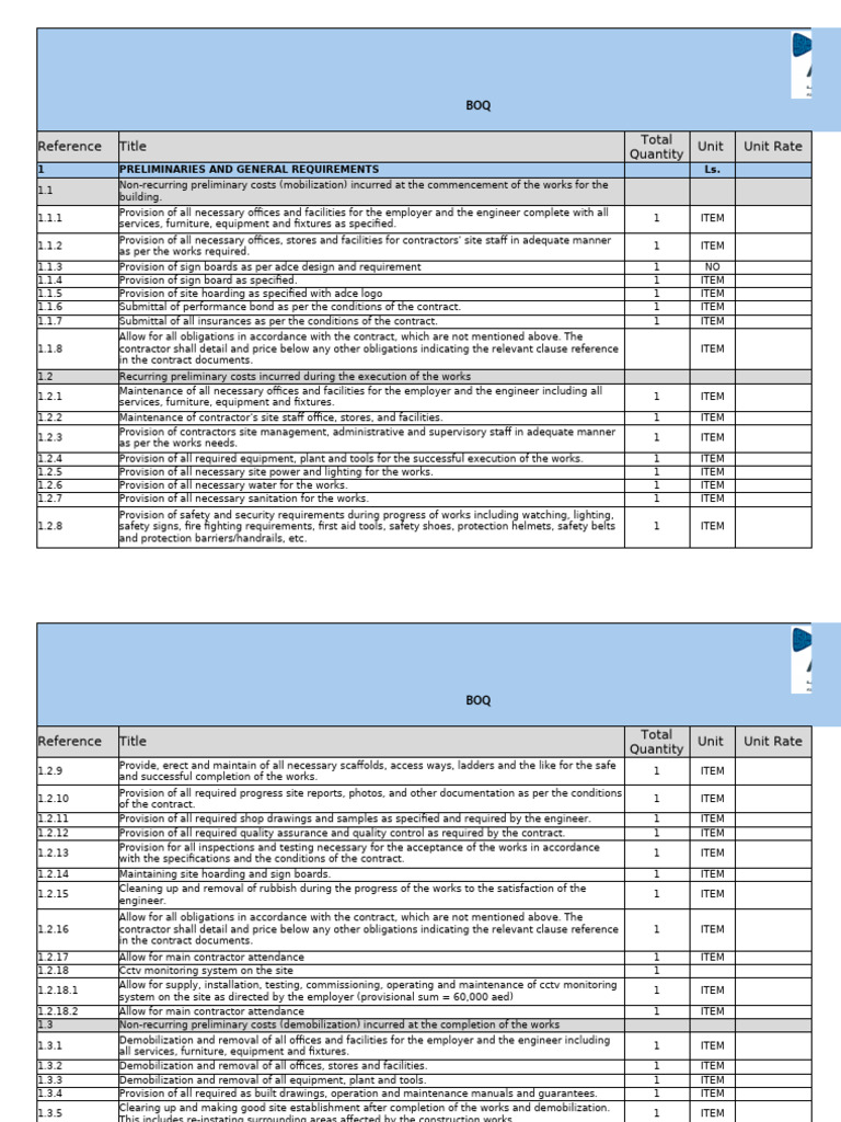 RBW2-32 BOQ_ (1) | PDF | Deep Foundation | Concrete